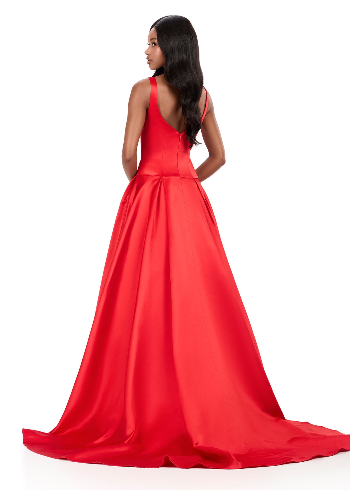 ASHLEYlauren Style 12277 - Satin Ballgown with Square Neckline