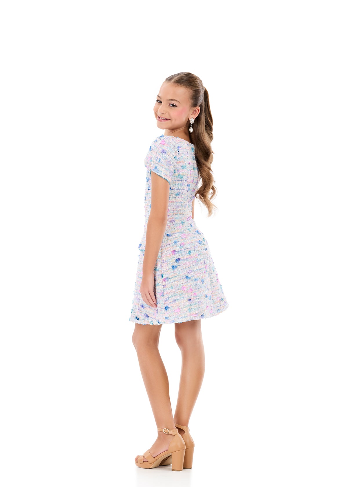 ASHLEYlauren Style 8389 Kids Pageant Tweed Interview Dress