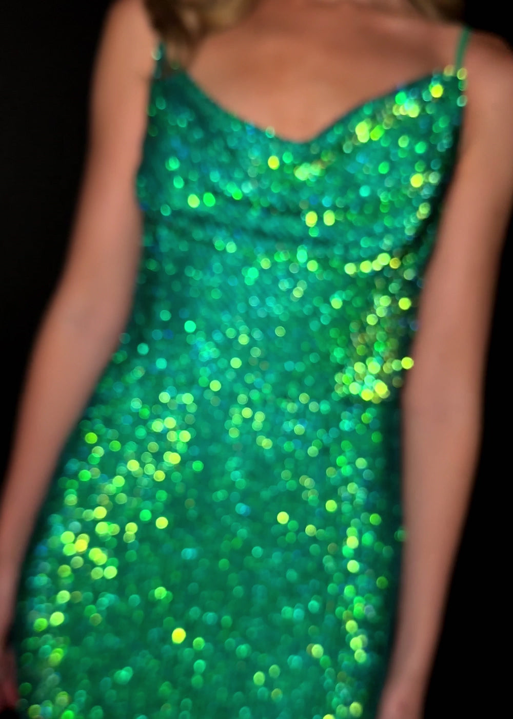 ASHLEYlauren 4580 Beaded Cowl Neck Cocktail Dress